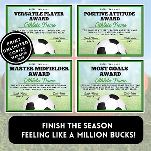 EDITABLE Soccer Award Certificates, Award Ceremony Certificates, Soccer ...