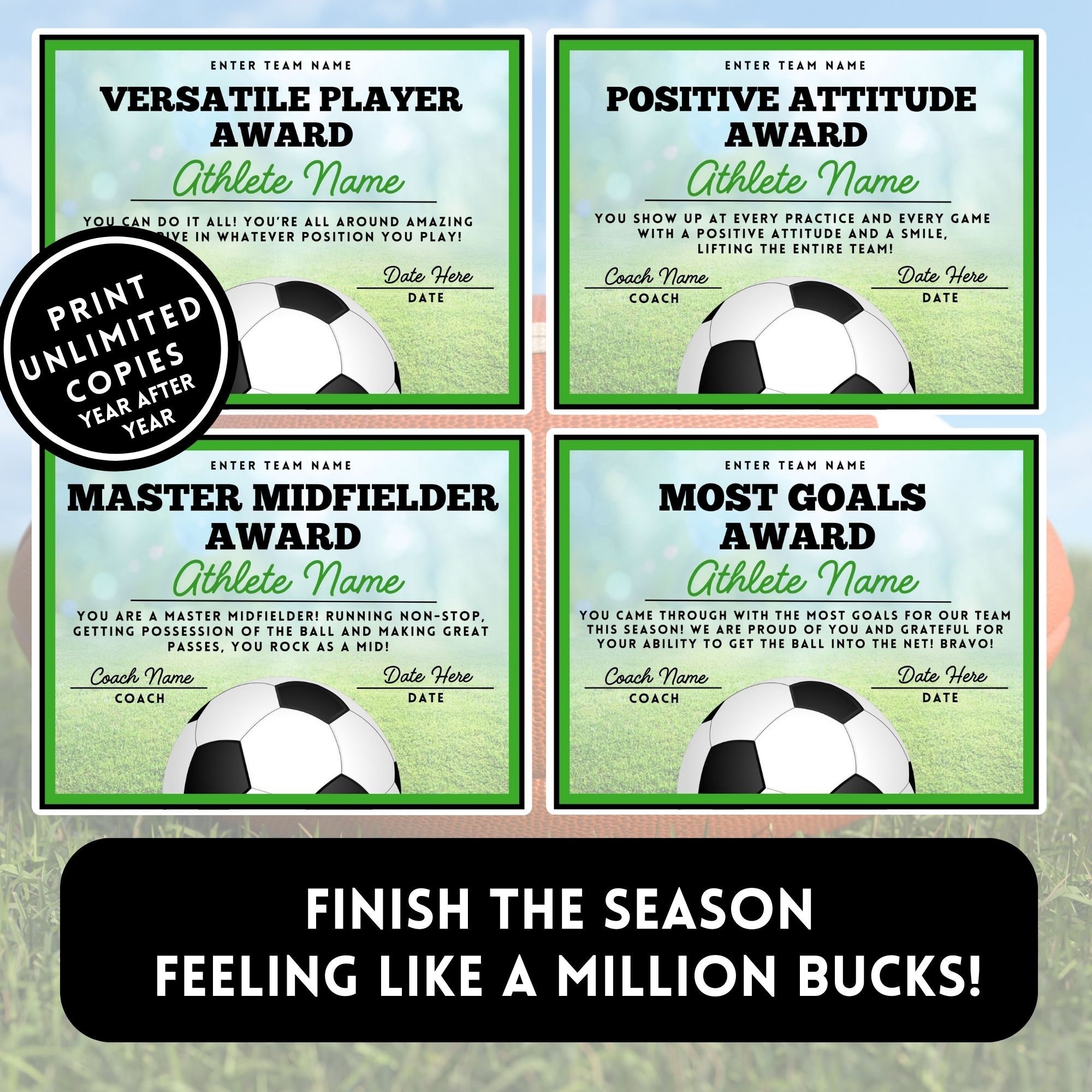 EDITABLE Soccer Award Certificates, Award Ceremony Certificates, Soccer ...