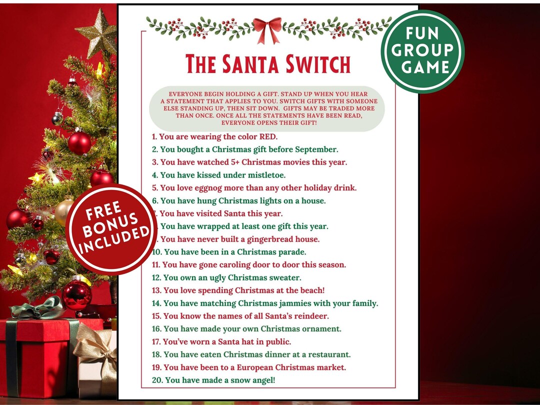 Santa Switch Christmas Party Games White Elephant Gift Exchange ...