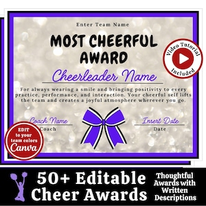 Editable Cheerleading Award Certificates Cheer Team Awards Cheerleading ...