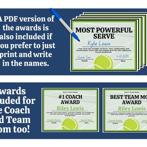Editable Tennis Award Certificates, End of Season Tennis Team Awards ...
