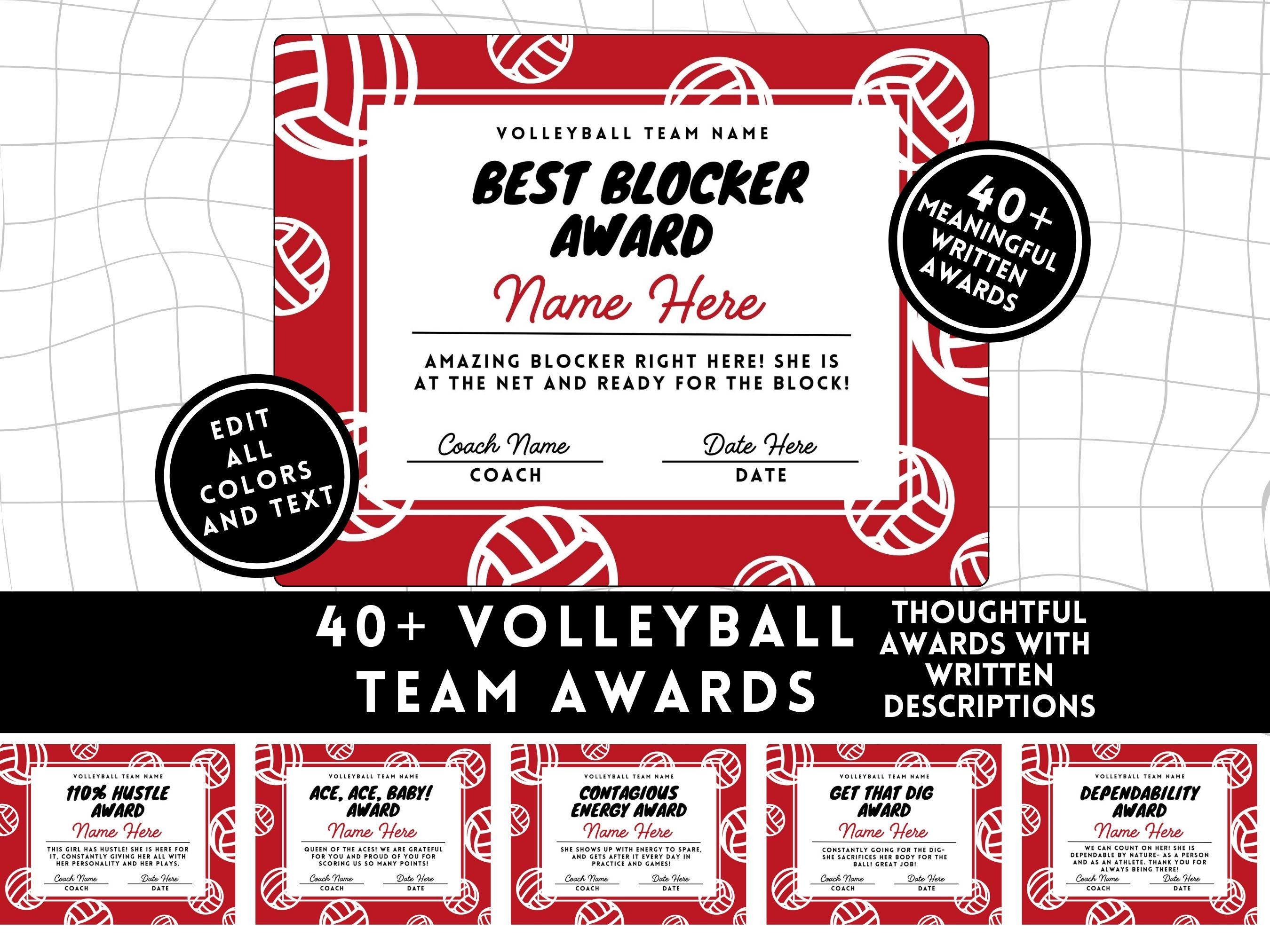 Volleyball Award Certificate Editable Ceremony Printable End of Season ...