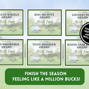 Golf Award Certificate Editable Award Ceremony Printable End of Season ...