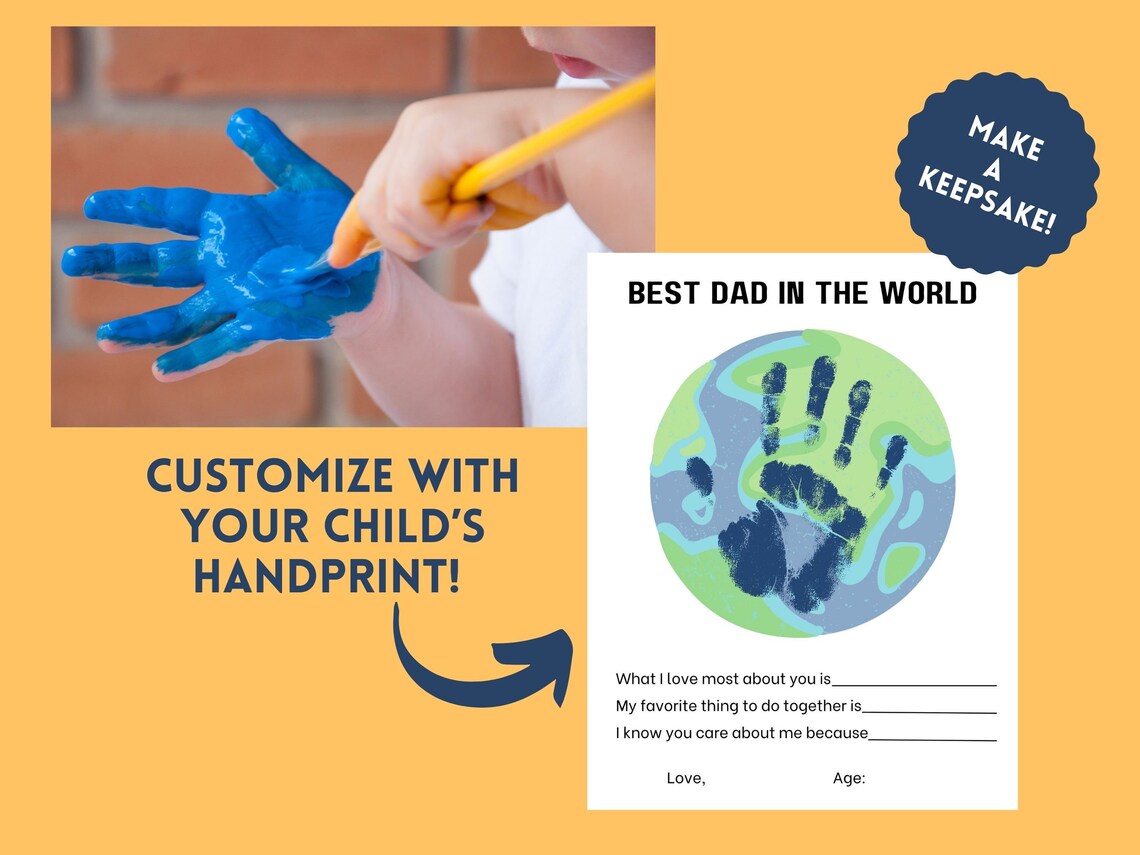 Fathers Day Handprint Craft Art Printable for Dad Handprint Activity ...