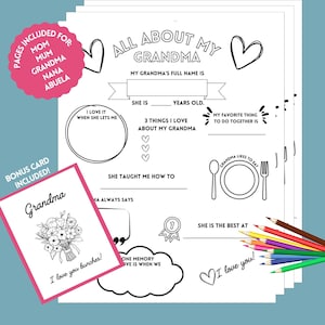All About My Grandma Happy Mothers Day Gift for Mothers Day Printable ...
