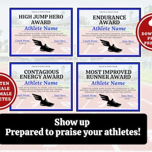 Track and Field Award Certificates, Editable Track Team Awards Template ...