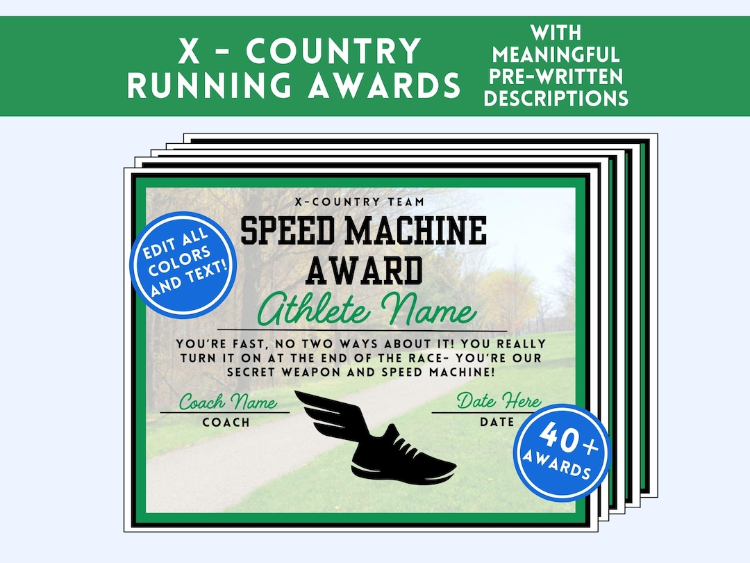 Cross Country Award Certificate Editable X Country Awards Ceremony ...