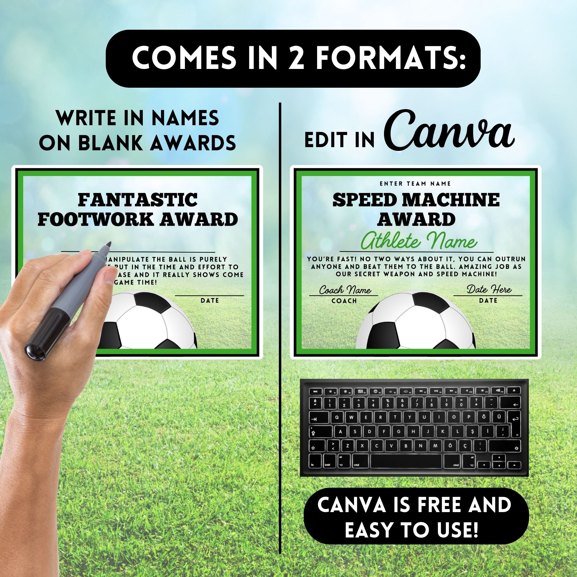 EDITABLE Soccer Award Certificates, Award Ceremony Certificates, Soccer ...