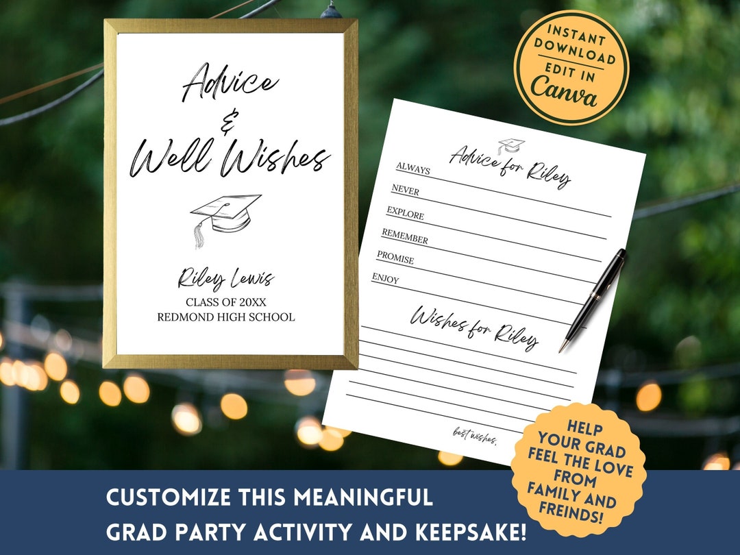 Graduation Advice and Wishes Printable Graduation Advice Cards Custom ...