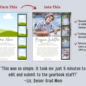 Yearbook Ad Template Senior Salute Full Page Template Canva Boy Girl ...