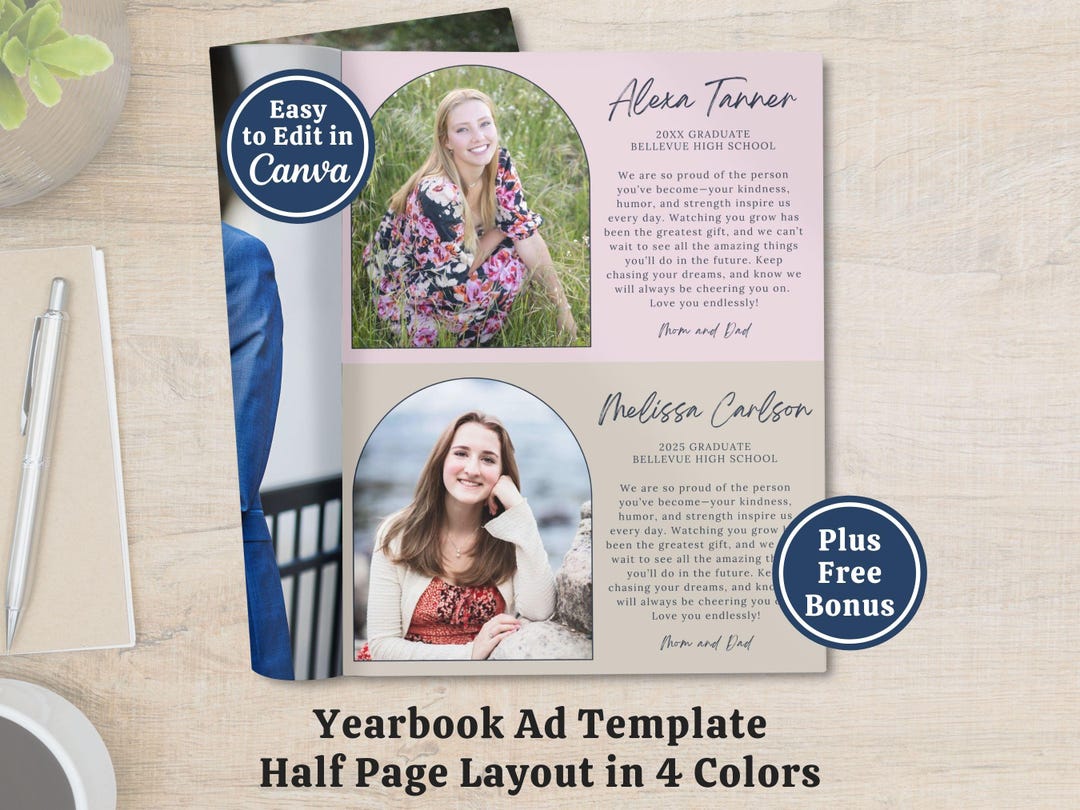 Yearbook Ad Template Half Page Layout Canva Senior Tribute Girl 2025 ...