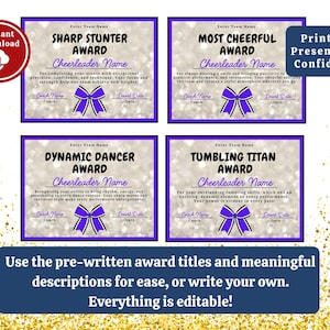 Cheer Awards Certificates, Editable Cheer Team Awards, Cheerleading End ...