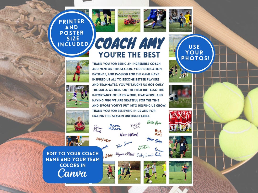 Editable Coach Thank You Gift for Soccer Basketball Baseball Softball ...