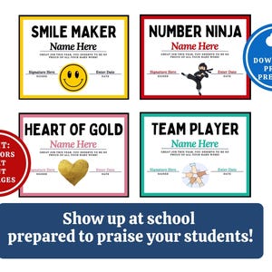 Classroom Award Certificates Editable in Canva, End of School Year ...