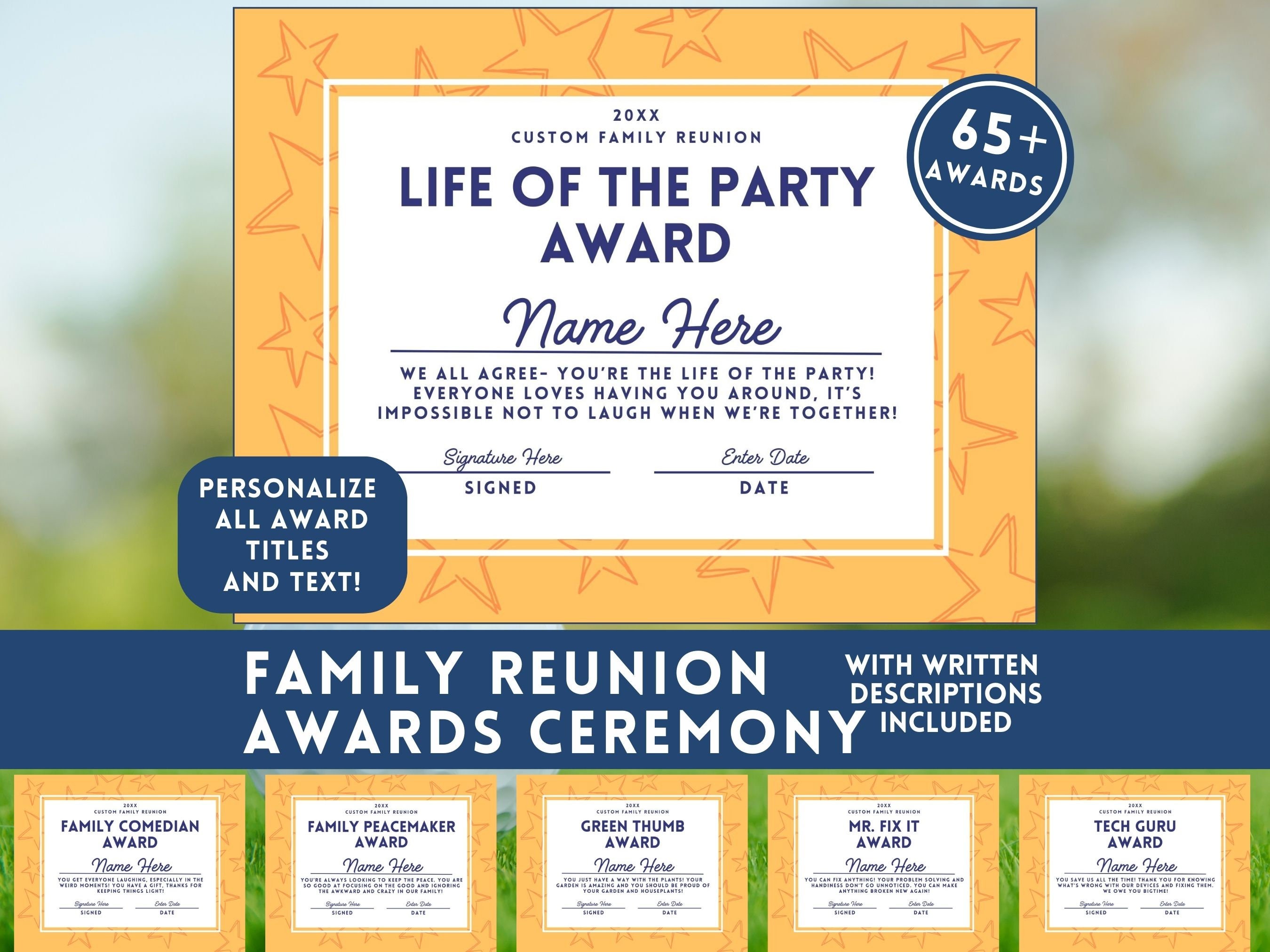 Family Reunion Certificates Printable