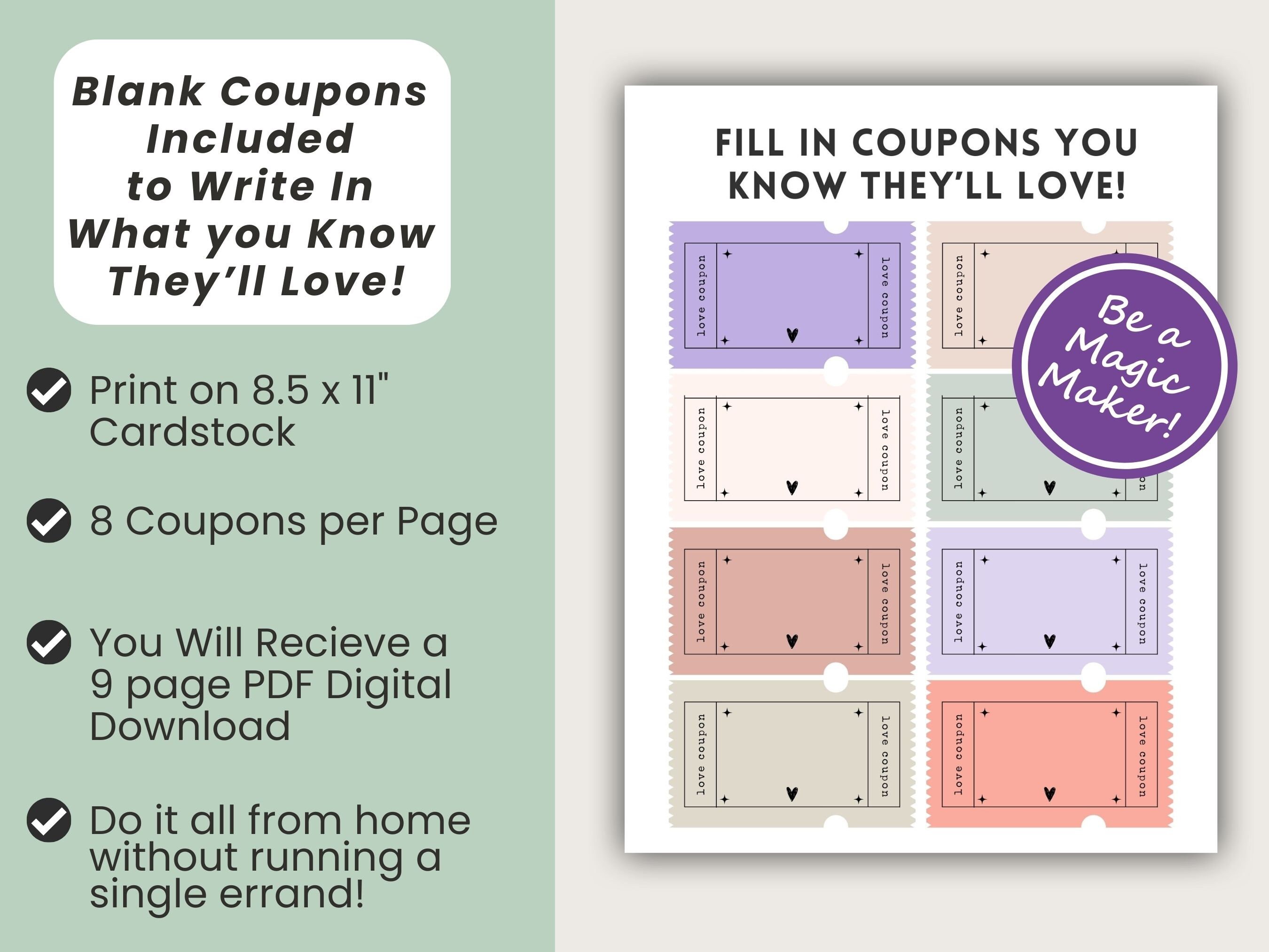 Love Coupon Book for Kids Printable Valentines Coupons Instant Download ...