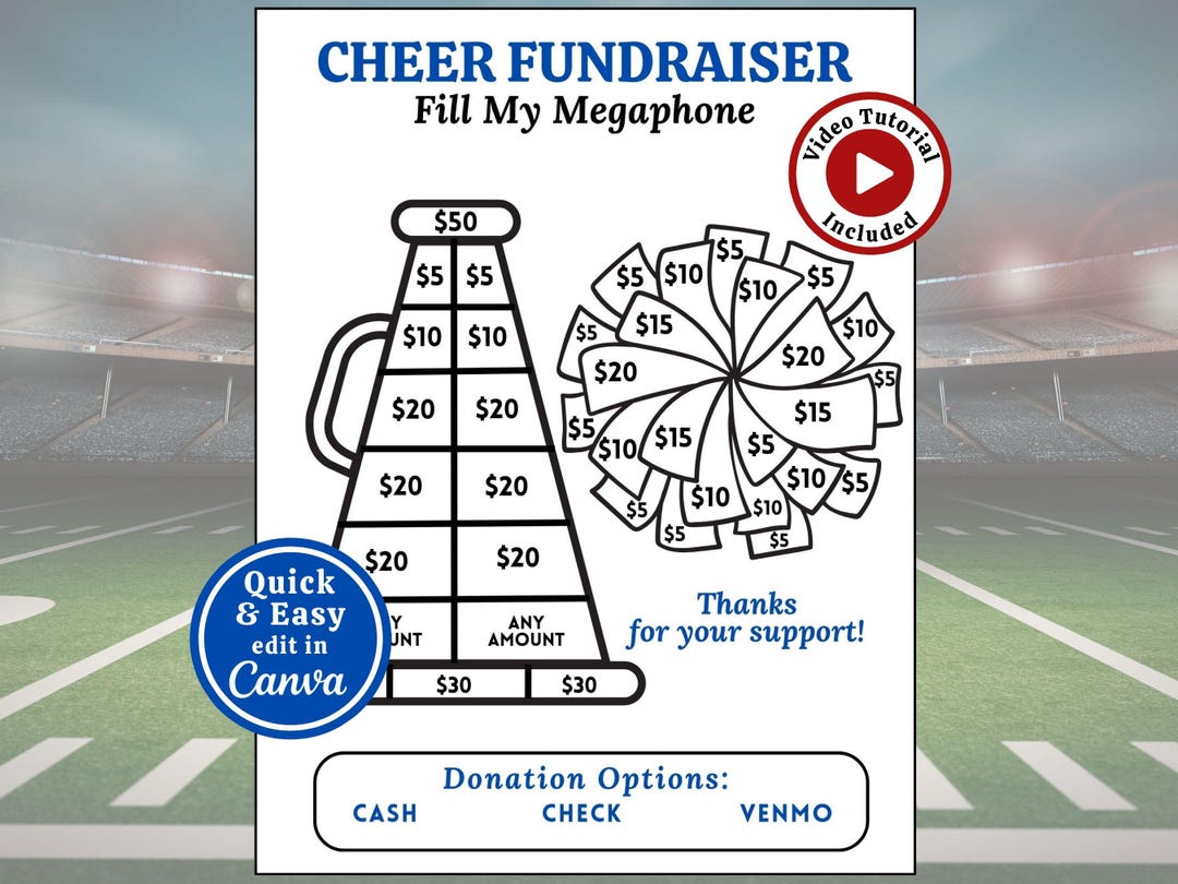 Editable Cheer Fundraiser Template, Fill My Megaphone Cheer Fundraiser ...