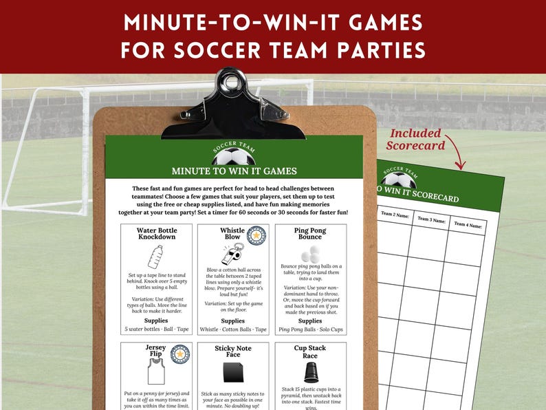 Minute to Win It Soccer Party Games, Fast & Fun End of Season Soccer ...