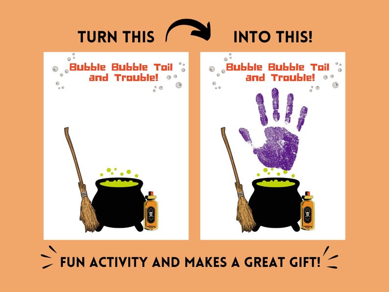 Halloween Handprint Art Hand Print Craft Keepsake Halloween Card Baby ...