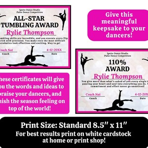 Dance Team Award Certificates Editable in Canva Dance Awards End of ...