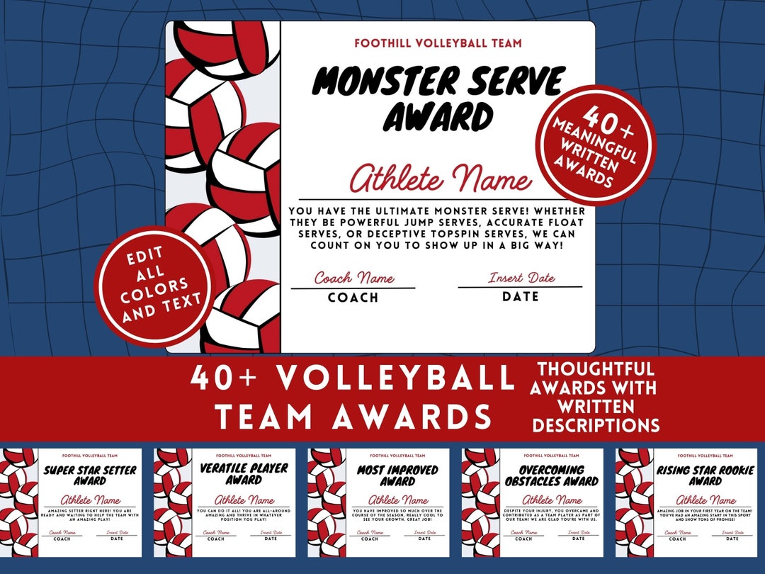 Volleyball Award, Certificate Bundle, End of Season Team Party Awards ...