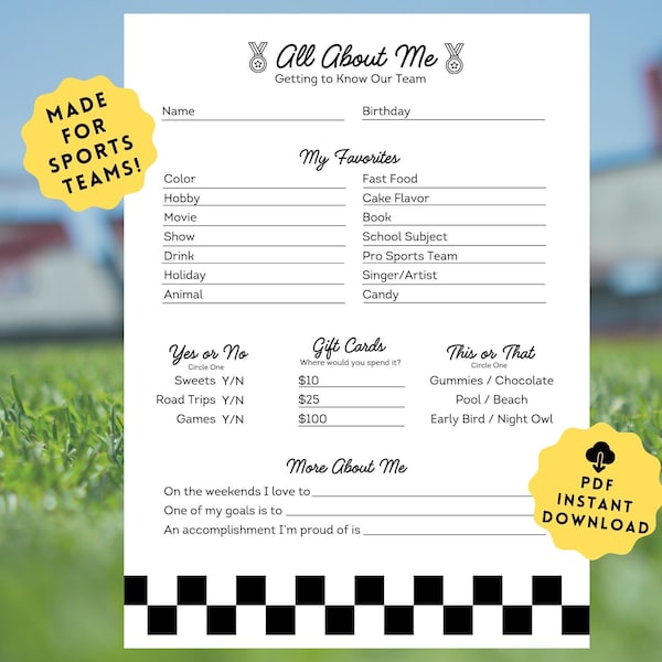 Team Building Get to Know Me Questionnaire Printable - Etsy