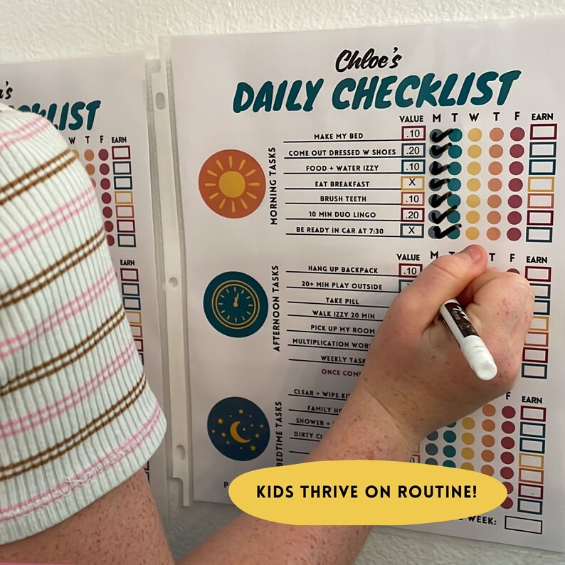 Editable Kids Daily Checklist Chore Chart Picture Chorechart Allowance ...