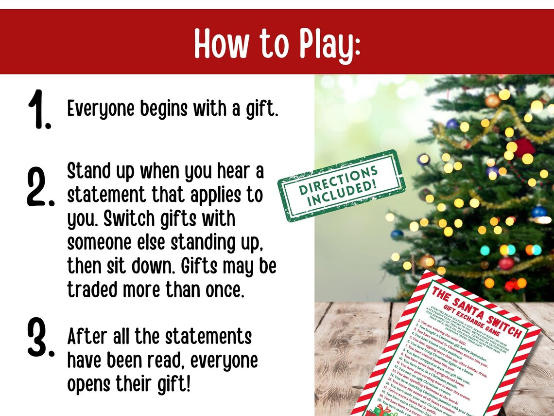 Santa Switch Christmas Party Games White Elephant Gift Exchange ...
