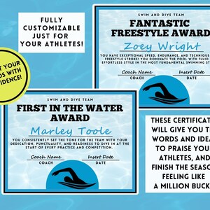 Swimming Award Certificate Editable Swimming Award Ceremony Printable ...
