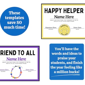 Classroom Award Certificates Editable in Canva, End of School Year ...