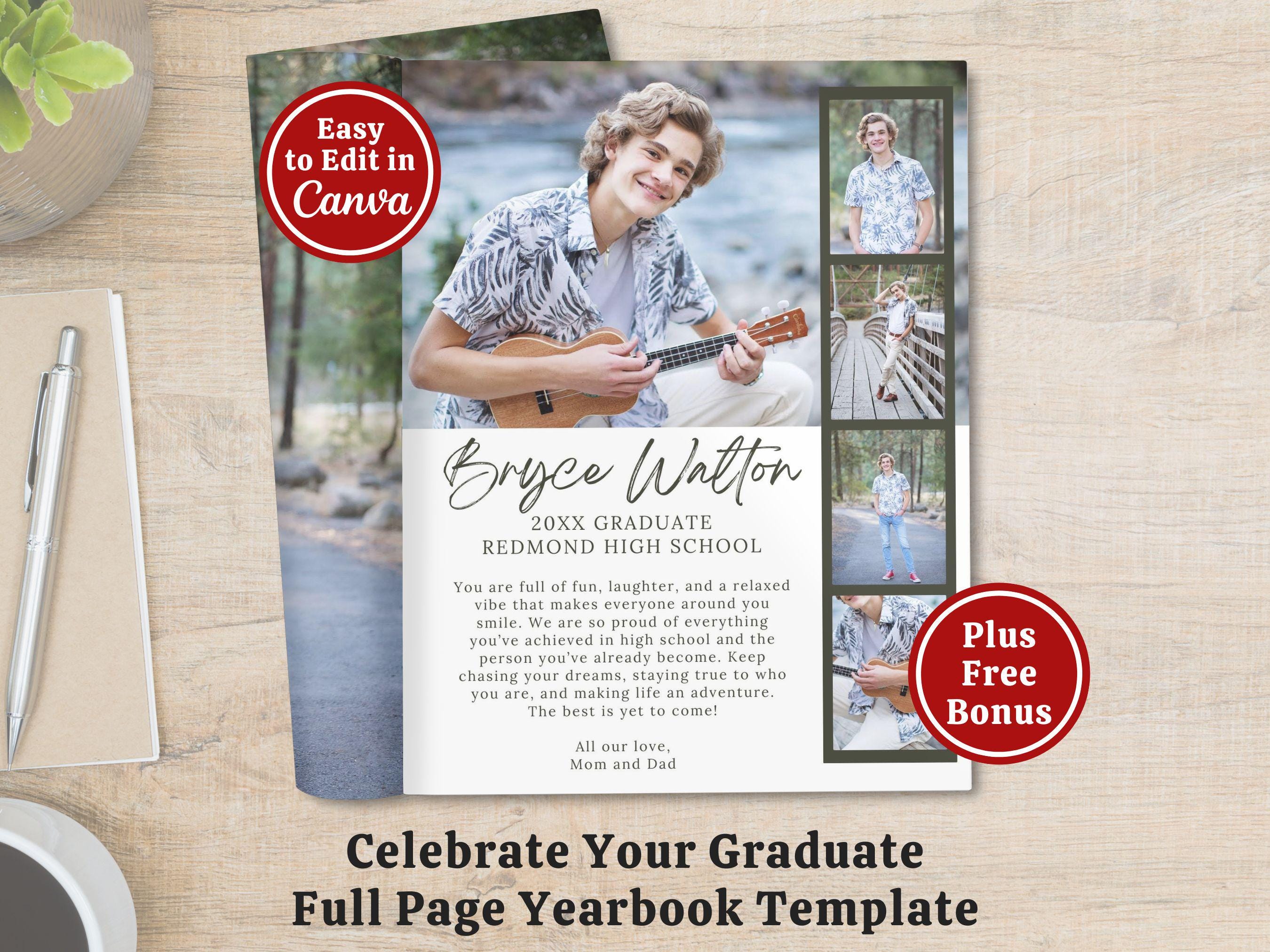 Yearbook Ad Template Senior Salute Full Page Template Canva Boy Girl ...