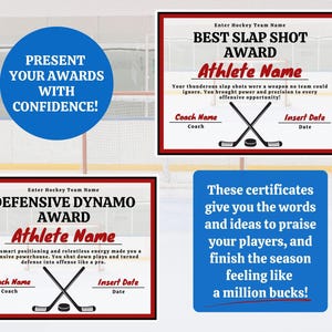 Editable Hockey Award Certificates, End of Season Hockey Team Awards ...