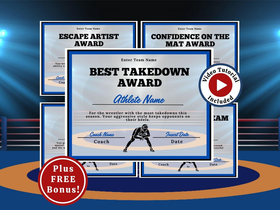 Editable Wrestling Award Certificates End of Season Wrestling Banquet ...