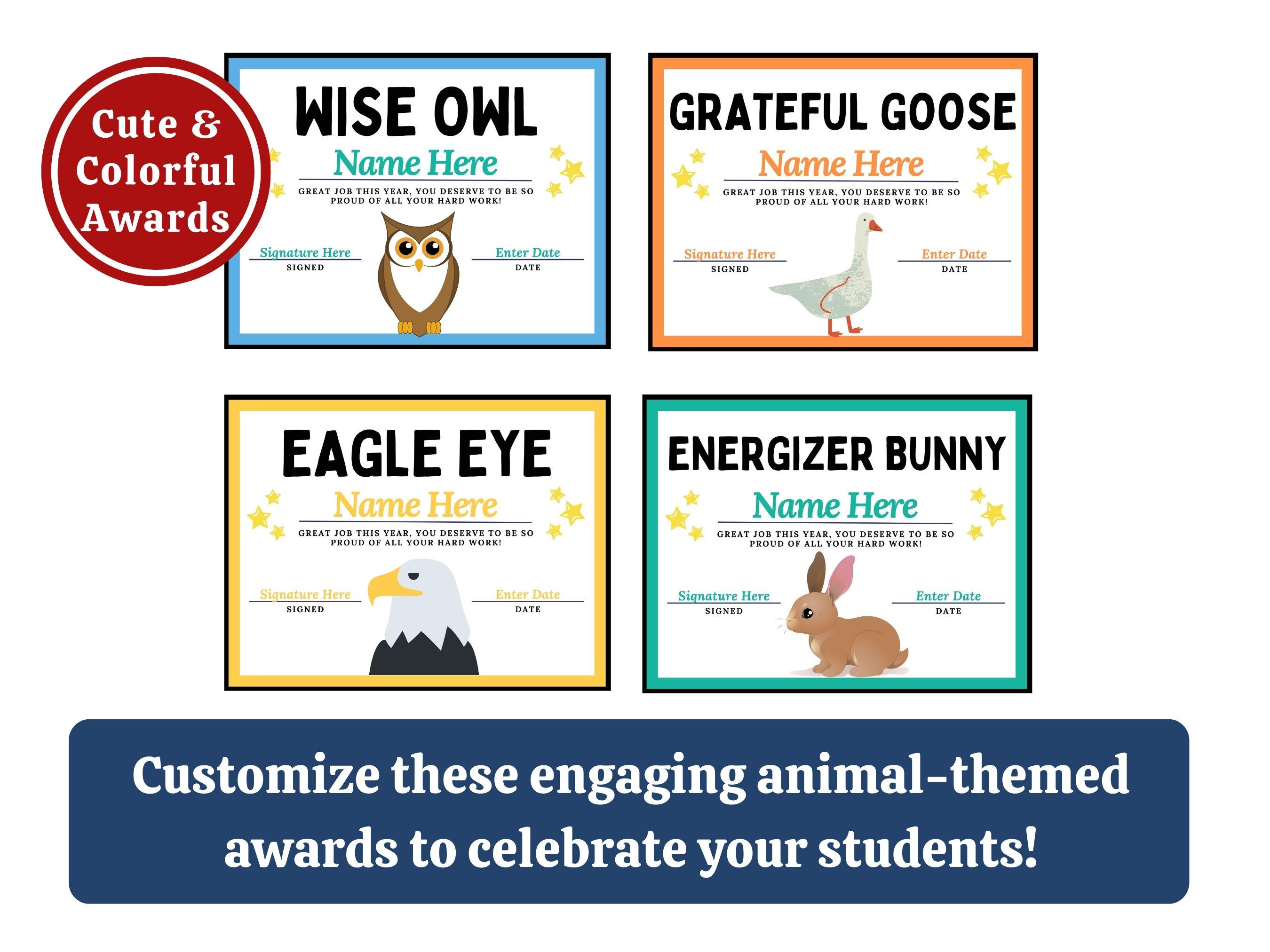 Editable Preschool Graduation Awards, Printable End of Year ...