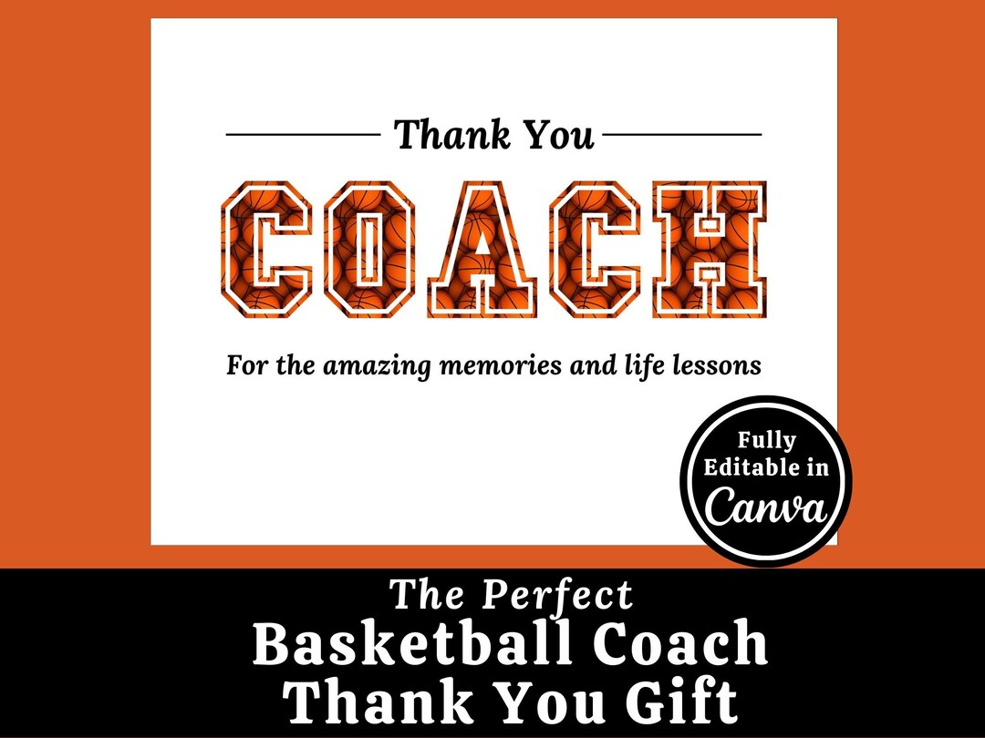 Basketball Coach Gift Editable, Custom Thank You for Coach, End of ...