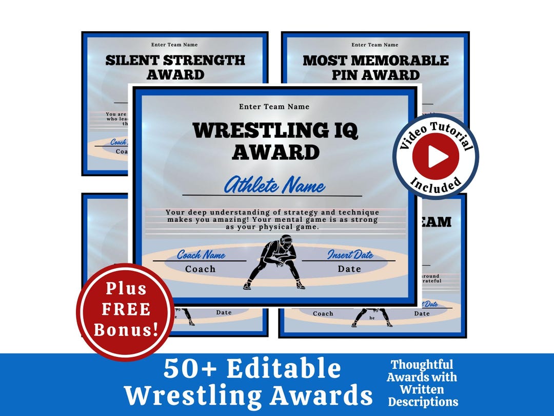 Wrestling Award Certificates End of Season Editable Wrestling Banquet ...