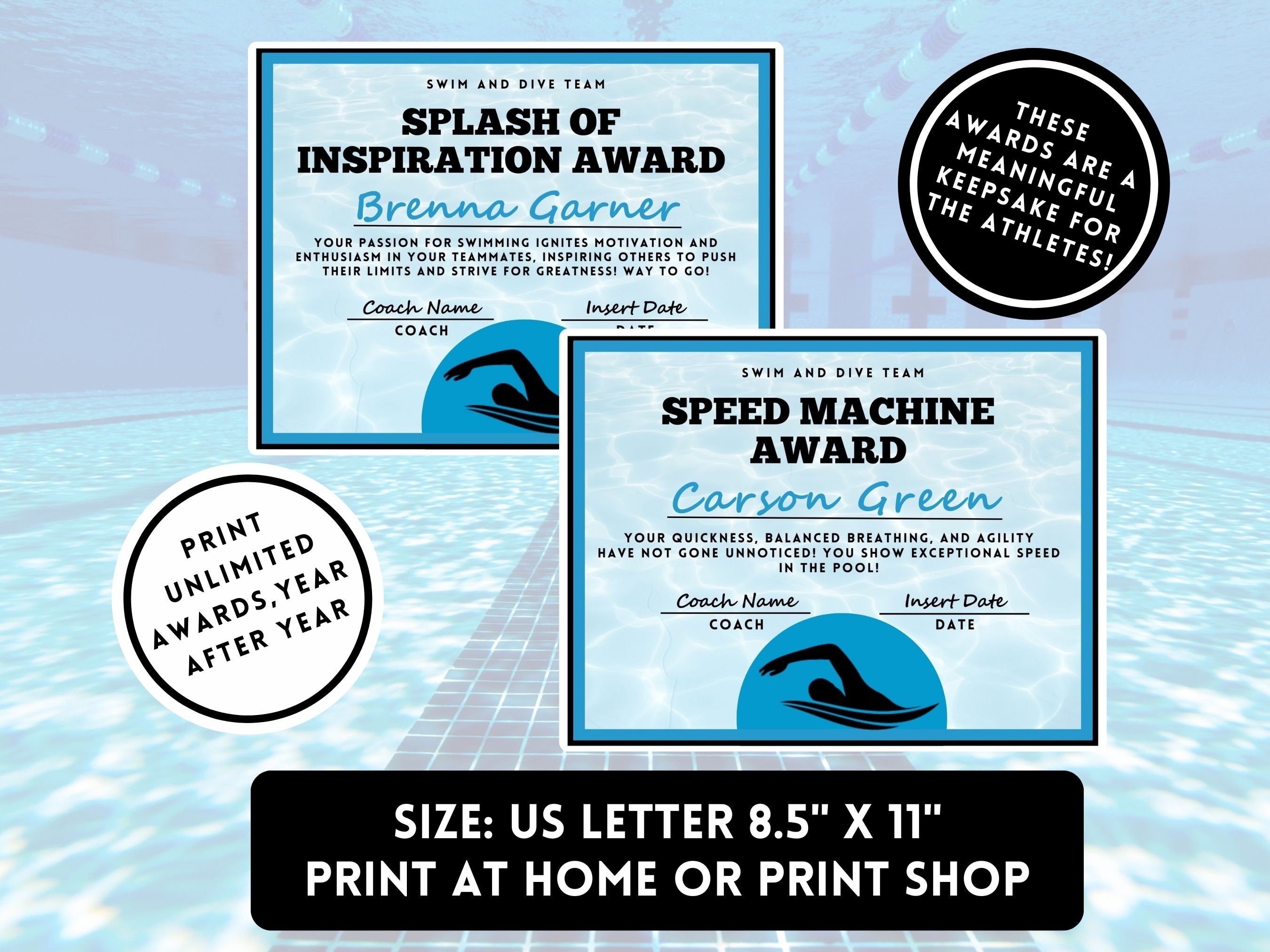 Swimming Award Certificate Editable Swimming Award Ceremony Printable ...