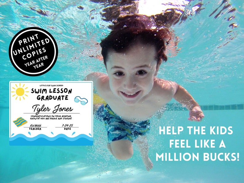 Editable Swimming Award Certificate Template Swimming Lessons ...