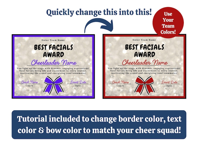 Editable Cheerleading Award Certificates Cheer Team Awards Cheerleading ...