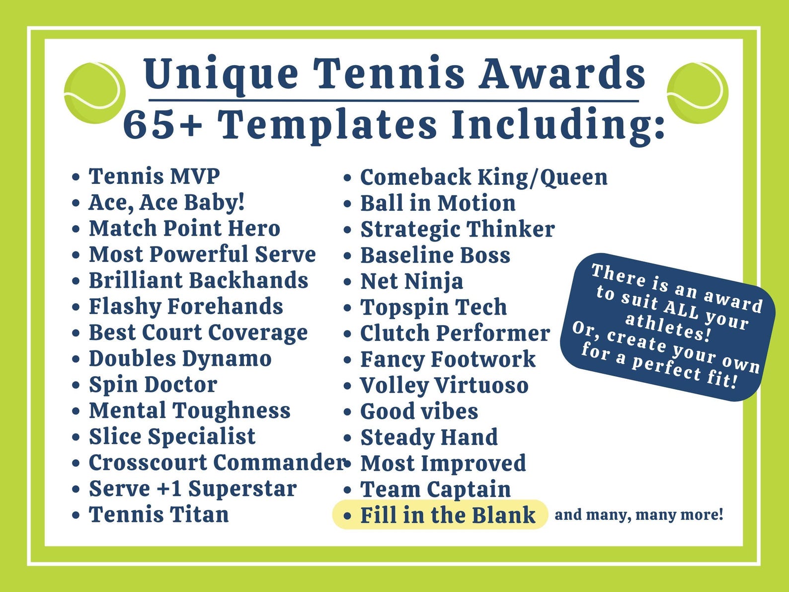 Editable Tennis Award Certificates, End of Season Tennis Team Awards ...