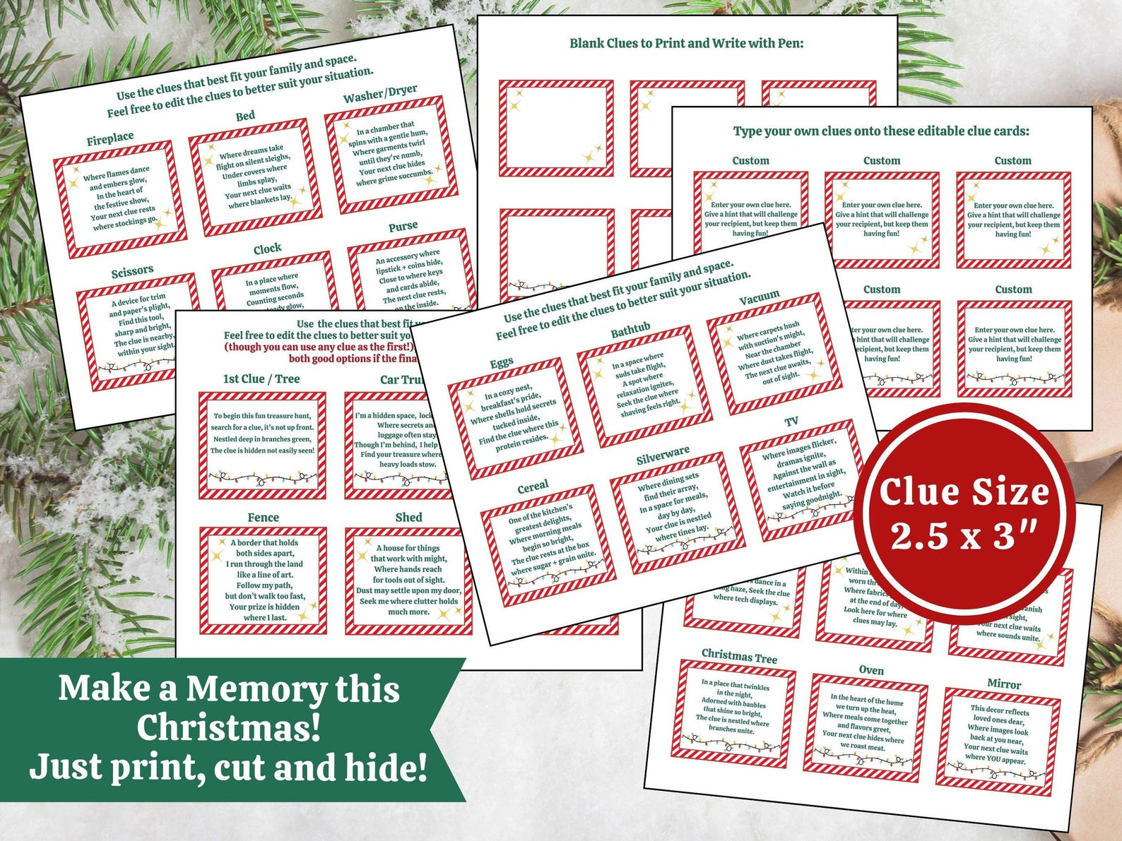 Christmas Scavenger Hunt Clues for Kids Teens Adults Indoor Christmas ...