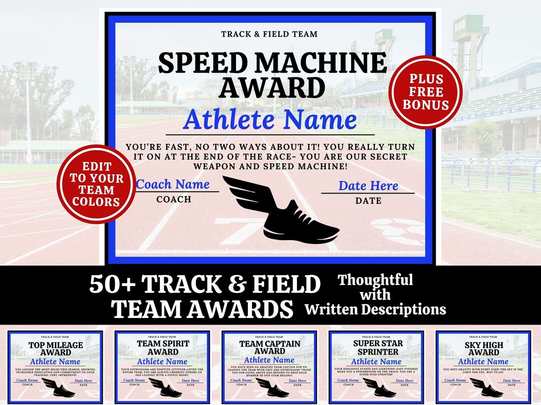 Track and Field Award Certificates, Editable Track Team Awards Template ...
