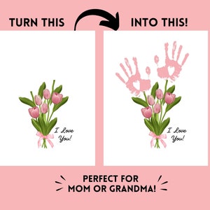 Flower Handprint Craft Art Printable for Mom Grandma Handprint Gift ...