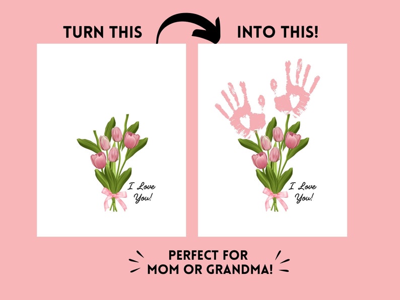 Mothers Day Flower Handprint Craft Art Printable for Mom Grandma ...