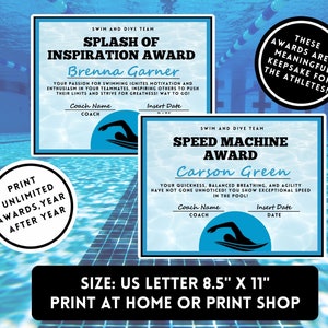 Swimming Award Certificate Editable Swimming Award Ceremony Printable ...