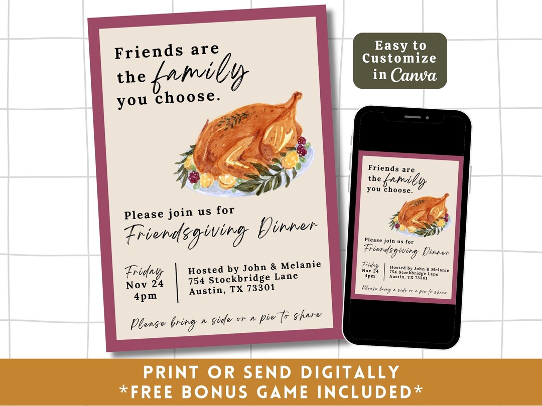 Friendsgiving Invitation Template Digital Friendsgiving Invitation ...
