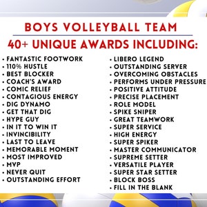 Volleyball Award Certificate Bundle for Boys, End of Season Team Party ...