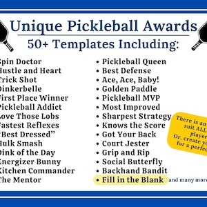 Pickleball Award Certificate Template, Pickleball Gift Funny Awards for ...