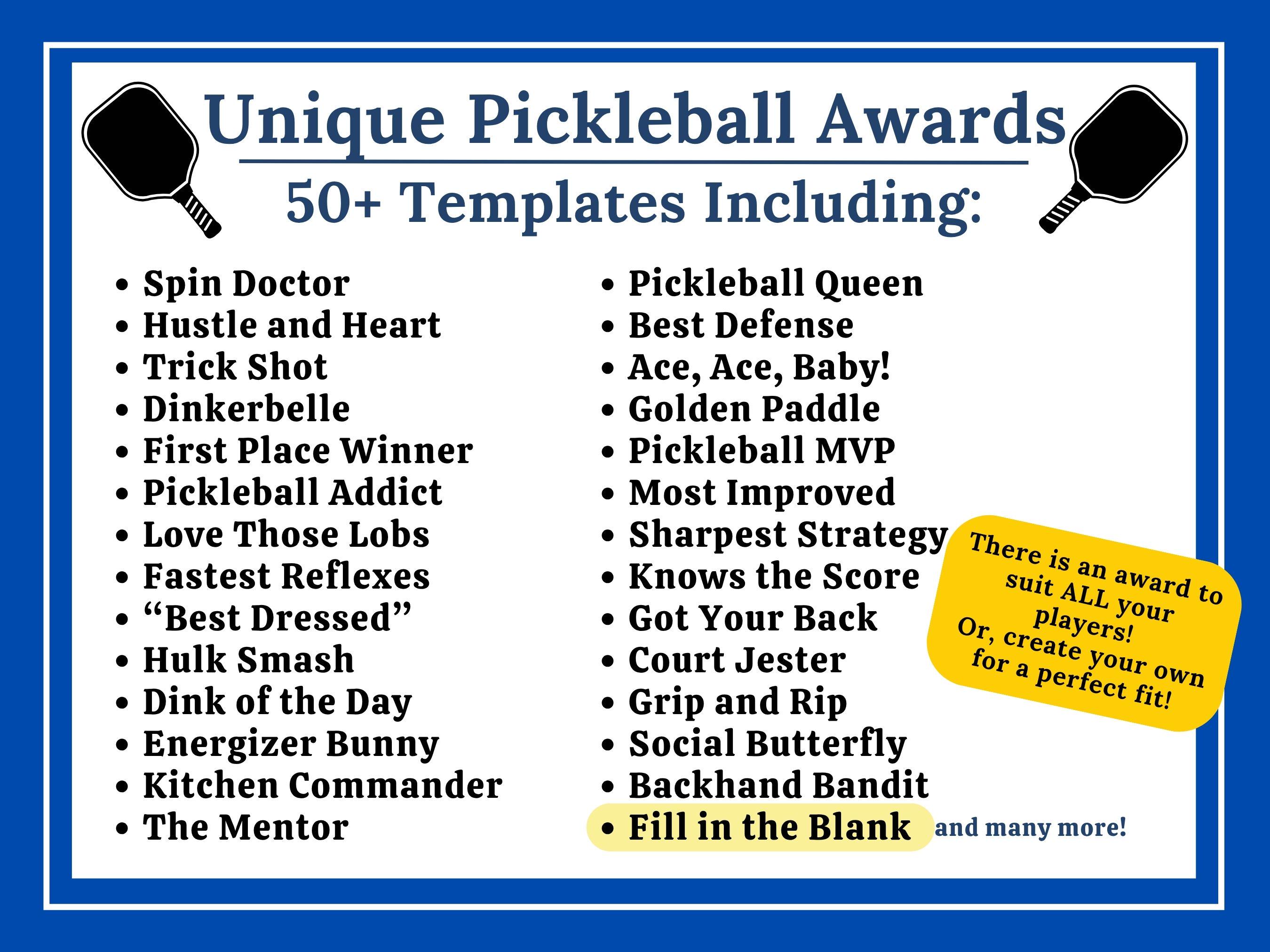 Pickleball Award Certificate Template, Pickleball Gift Funny Awards for ...