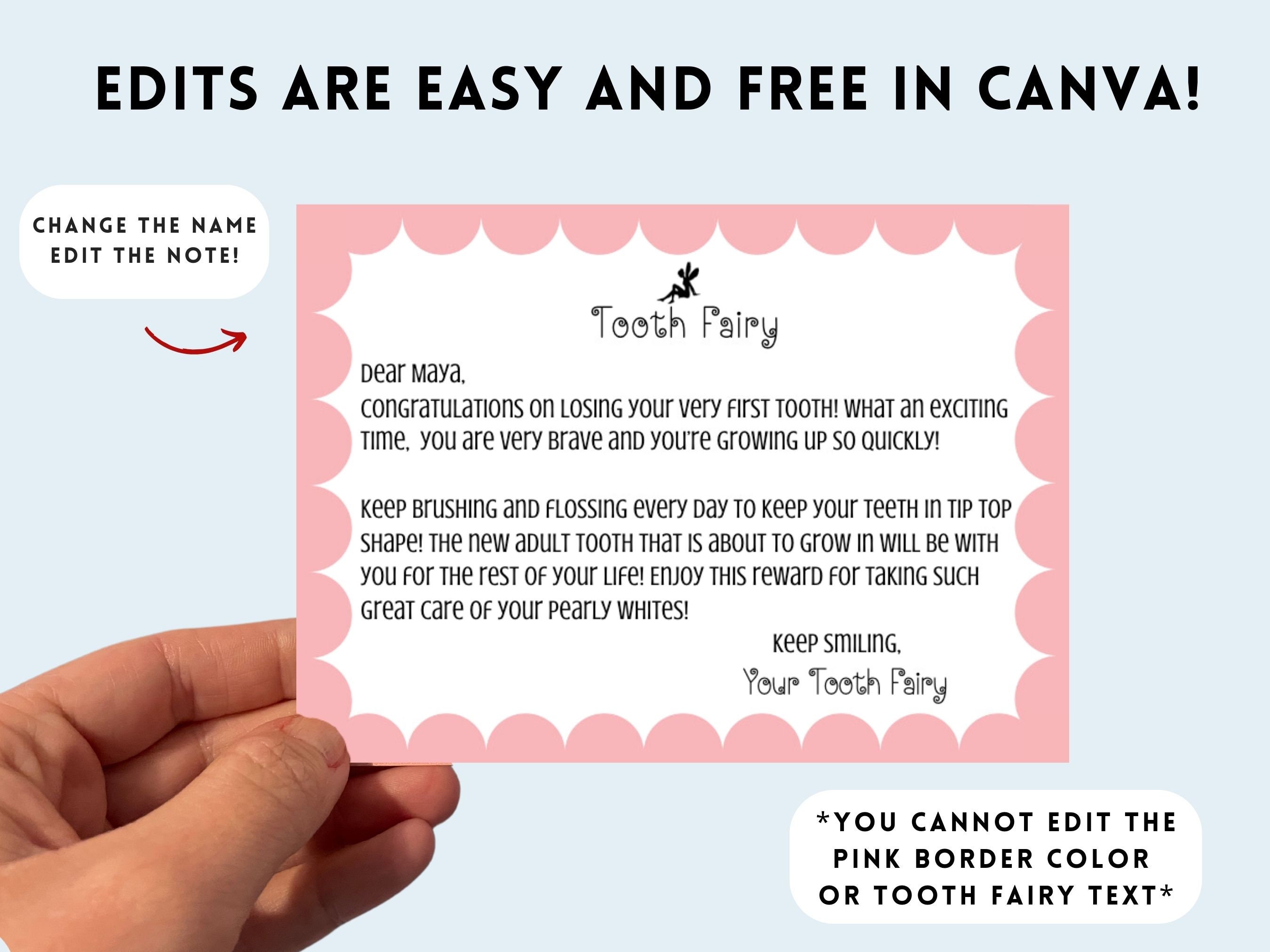 Tooth Fairy Letter, Editable Tooth Fairy Note for First Lost Tooth ...